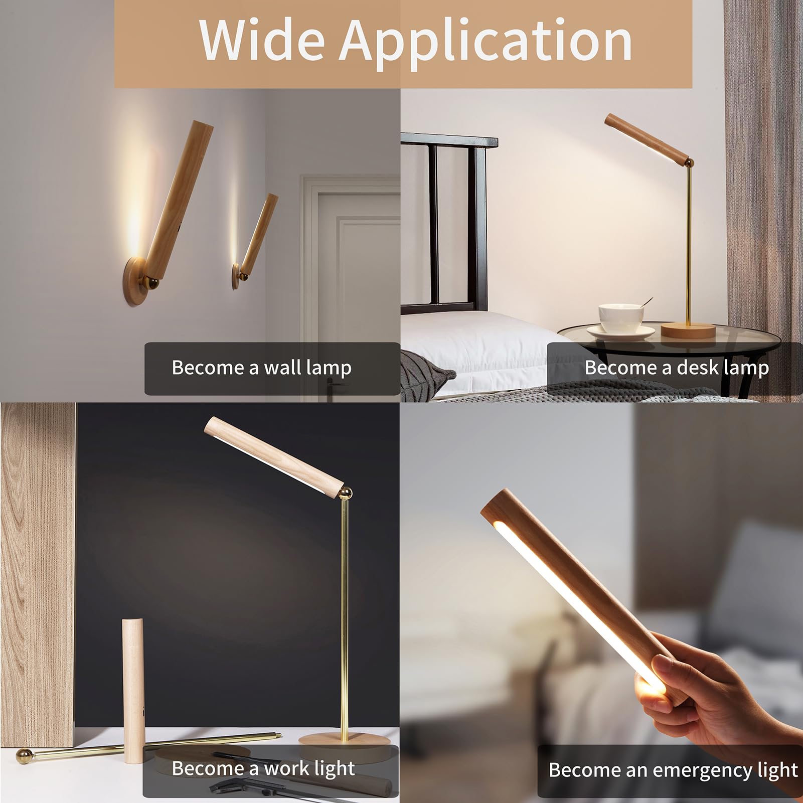 LANDGOO Wooden LED Table lamp Reading lamp Magnetic Dimmable Reading Light