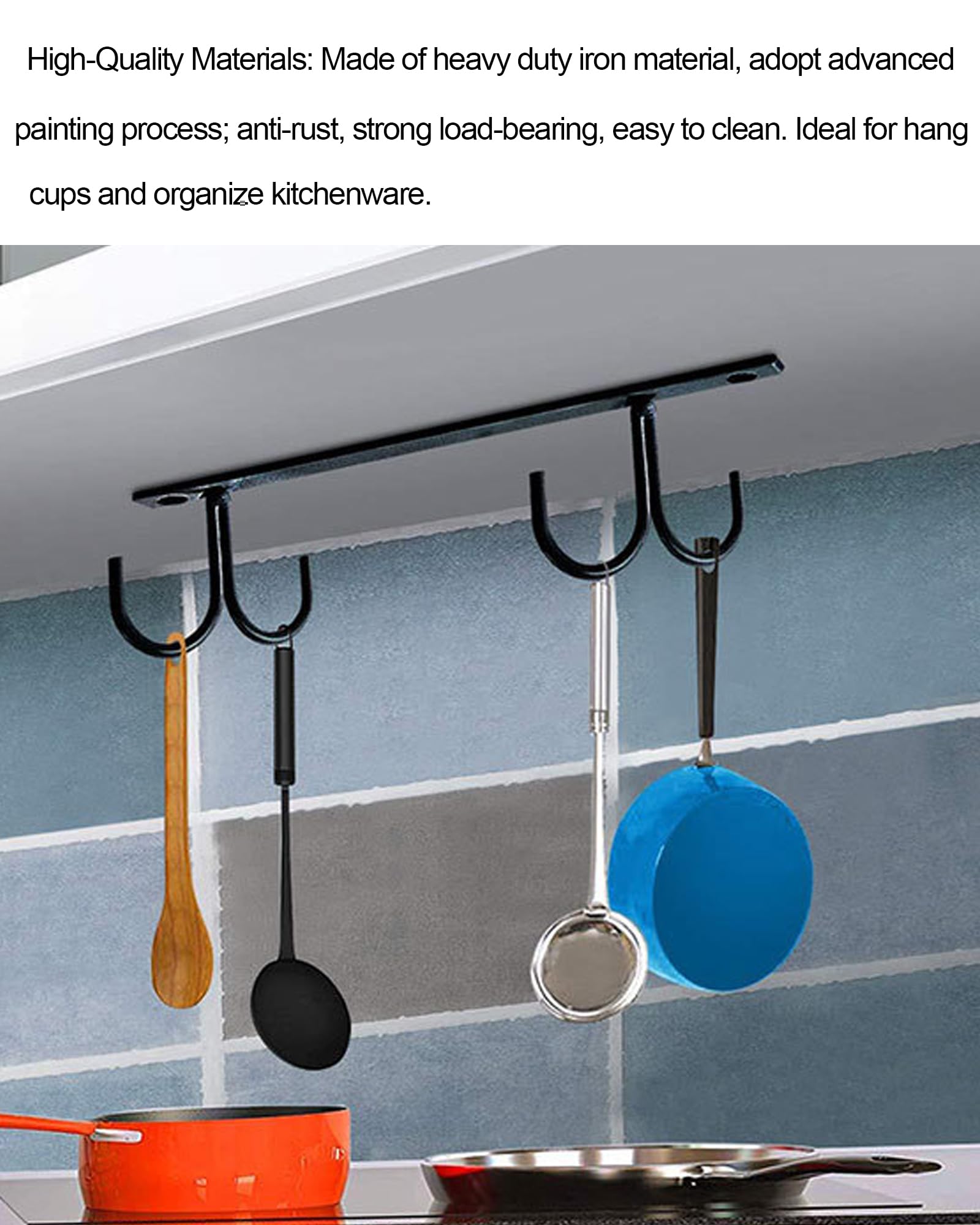 YQBOOM Mug Rack Under Cabinet 12 Hooks Coffee Mug Hooks Simple Coffee Mug Organizer Cup Hanger for Bar Kitchen Utensils Display