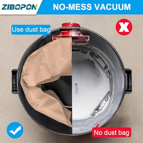 Zibopon 19-3100 Disposable Filter Bags Compatible with Stanley 5-6 Gallon Wet/Dry Vac: SL18115, SL18115P, SL18116, SL18116P, 2 Reusable Filters & 1 Retaining Band(8 Pack)