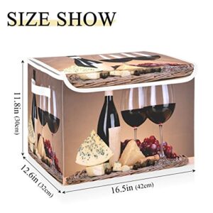 RunningBear Wine Cheese Grapes Large Storage Bins with Lid Collapsible Storage Bin Toy Boxs Towel Storage for Closet Shelf Car