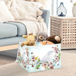 RunningBear Spring Bird Large Storage Bins with Lid Collapsible Storage Bin Cube Basket Organizer Larger Storage Cubes for Clothes Towels Magazine