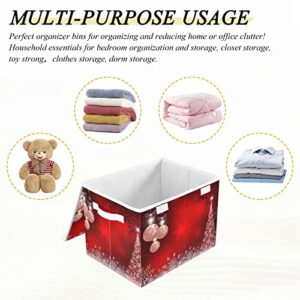 RunningBear Christmas Balls Snowflakes Large Storage Bins with Lid Collapsible Storage Bin Closet Organizers Foldable Fabric Storage Boxes for Clothes Toys Books