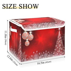 RunningBear Christmas Balls Snowflakes Large Storage Bins with Lid Collapsible Storage Bin Closet Organizers Foldable Fabric Storage Boxes for Clothes Toys Books