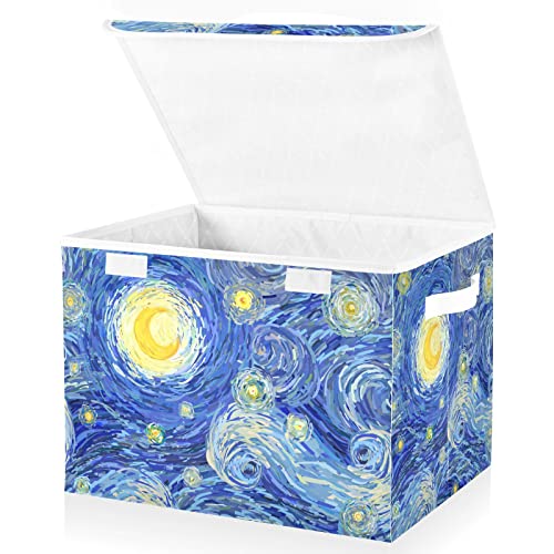 Starry Sky Large Storage Bins with Lid Collapsible Storage Bin Shelf Baskets Rectangle Storage Bin for Nursery Playroom Home Office Closet