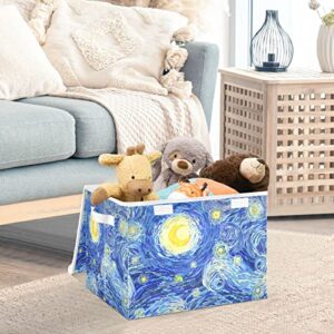 Starry Sky Large Storage Bins with Lid Collapsible Storage Bin Shelf Baskets Rectangle Storage Bin for Nursery Playroom Home Office Closet