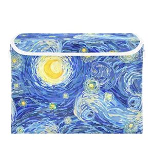 Starry Sky Large Storage Bins with Lid Collapsible Storage Bin Shelf Baskets Rectangle Storage Bin for Nursery Playroom Home Office Closet