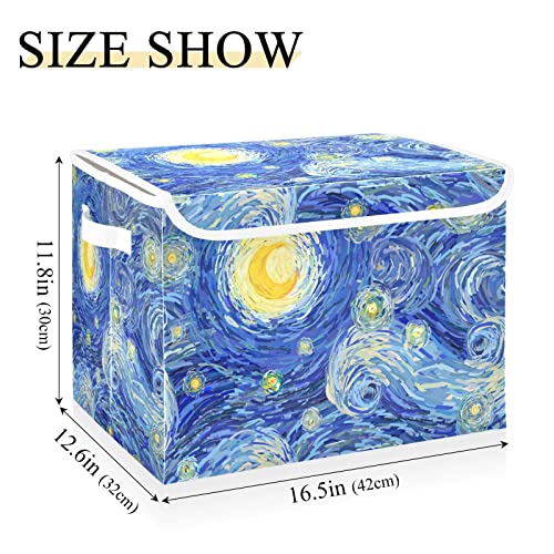 Starry Sky Large Storage Bins with Lid Collapsible Storage Bin Shelf Baskets Rectangle Storage Bin for Nursery Playroom Home Office Closet