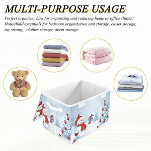 Snowman Bird Large Storage Bins with Lid Collapsible Storage Bin Storage Cubes Rectangle Storage Bin for Living Room Bedroom