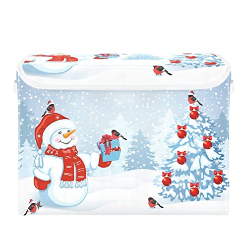 Snowman Bird Large Storage Bins with Lid Collapsible Storage Bin Storage Cubes Rectangle Storage Bin for Living Room Bedroom