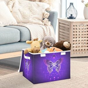 Shining Butterfly Large Storage Bins with Lid Collapsible Storage Bin Storage Cubes Rectangle Storage Bin for Home Laundry Room