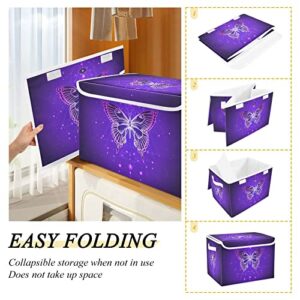 Shining Butterfly Large Storage Bins with Lid Collapsible Storage Bin Storage Cubes Rectangle Storage Bin for Home Laundry Room