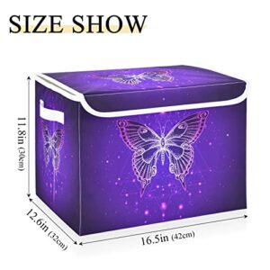 Shining Butterfly Large Storage Bins with Lid Collapsible Storage Bin Storage Cubes Rectangle Storage Bin for Home Laundry Room