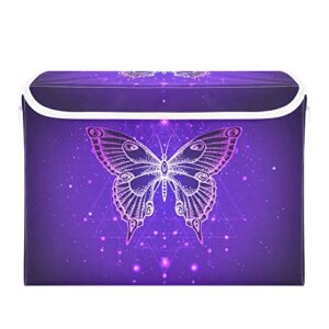 Shining Butterfly Large Storage Bins with Lid Collapsible Storage Bin Storage Cubes Rectangle Storage Bin for Home Laundry Room