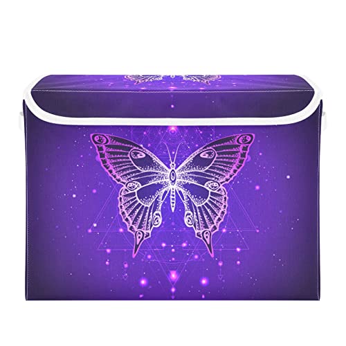 Shining Butterfly Large Storage Bins with Lid Collapsible Storage Bin Storage Cubes Rectangle Storage Bin for Home Laundry Room