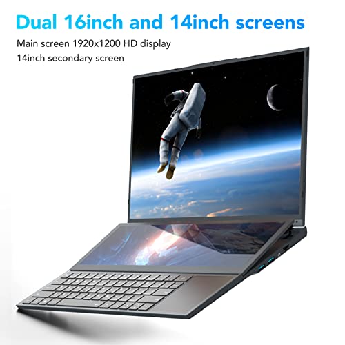 Double Screen Laptop, 512GB PCIe NVMe M.2 SSD 16in 14in Dual Screen Laptop for Intel for Core I7 CPU for Home (US Plug)