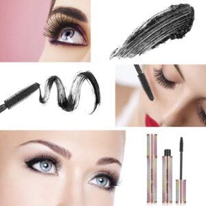 4D Silk Fiber Lash Mascara Liquid Eyeliner Set Waterproof Black Long Lasting Lengthening Thickening Eyelashes Smudge- proof 4D Mascara