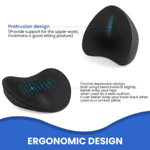 au-kee Car Seat Cushion Memory Foam Lower Back Lumbar Pad Pain Relief for Driving Black 1PC