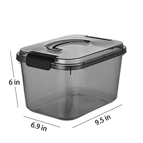 YYXB Black Latch Box/Bins with Handle and Lid, 8-Pack Plastic Clear Stackable Latching Box for Storage, Multi-Purpose, 5L/5.5 Quart