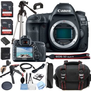 canon eos 5d mark iv full frame dslr camera (body only)| 30.4mp sensor |dci 4k video| al’s variety accessories includes: 2x 64gb memory + case + tripod + grip pod + hdmi cable + more (22pc bundle)