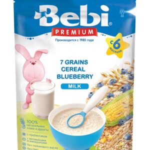 Bebi Premium 7 GRAINS with BLUEBERRY 200g From 6 Months - Ziplock Packaging NO GMO NO Palm Oil, Baby Kasha Milk Cereal for Babies, Imported From Europe