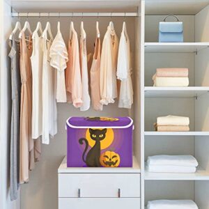 RunningBear Black Cat Halloween Large Storage Bins with Lid Collapsible Storage Bin Nursery Baskets Foldable Fabric Storage Boxes for Children Toys Playroom