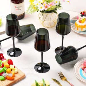 Mumufy 12 Pcs Stemmed Wine Glasses Black Plastic Stemmed Drinking Glasses 14 oz Glasses Drinkware Reusable Wine Glasses Set Wine Glassware for Party Wedding Restaurant Anniversary Birthday