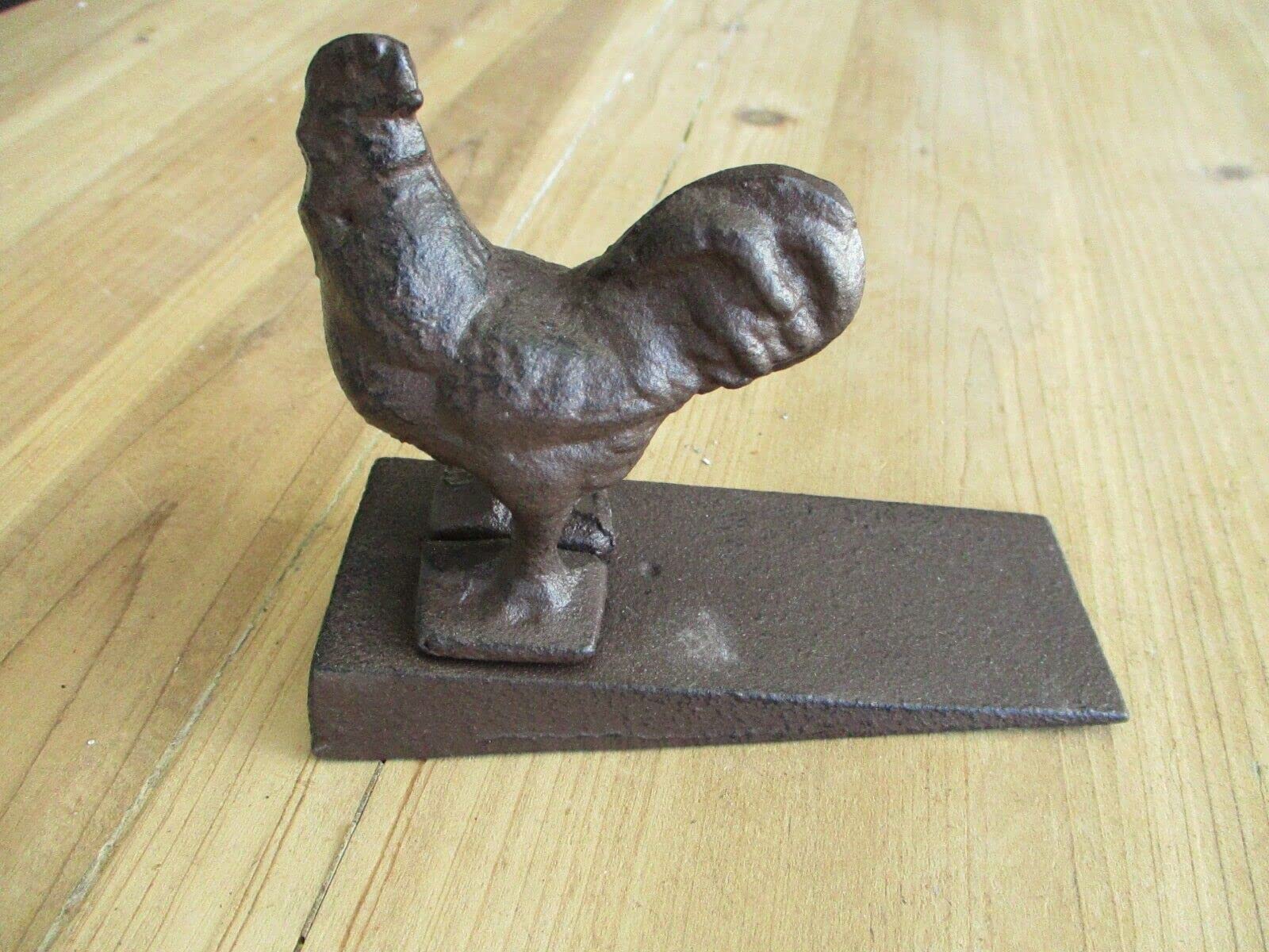 Cast Iron Rooster Chicken Door Stop Stopper Country Farmhouse Rustic Doorstop - drstore