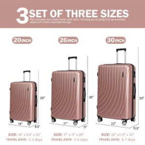 M Camel Mountain Luggage Sets 3 Piece Lightweight Durable Expandable Hard Shell Suitcase Set with TSA Lock Double Spinner Wheels - Rose Gold