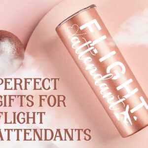 Onebttl Unique Flight Attendant Gifts for Women, Female Cabin Crew Members - Birthday, Holiday, Christmas gifts for Flight Attendant - 20 oz SS304 Rose Gold Stainless Steel Tumbler with Lid and Straw