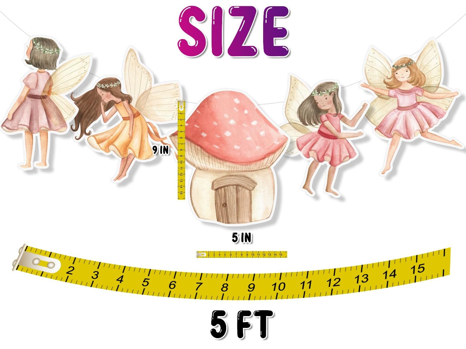 Fairy Birthday Banner Cute Fairies 1st Birthday Party Supplies | Baby Shower| Birthday Decorations for Garden Theme Party