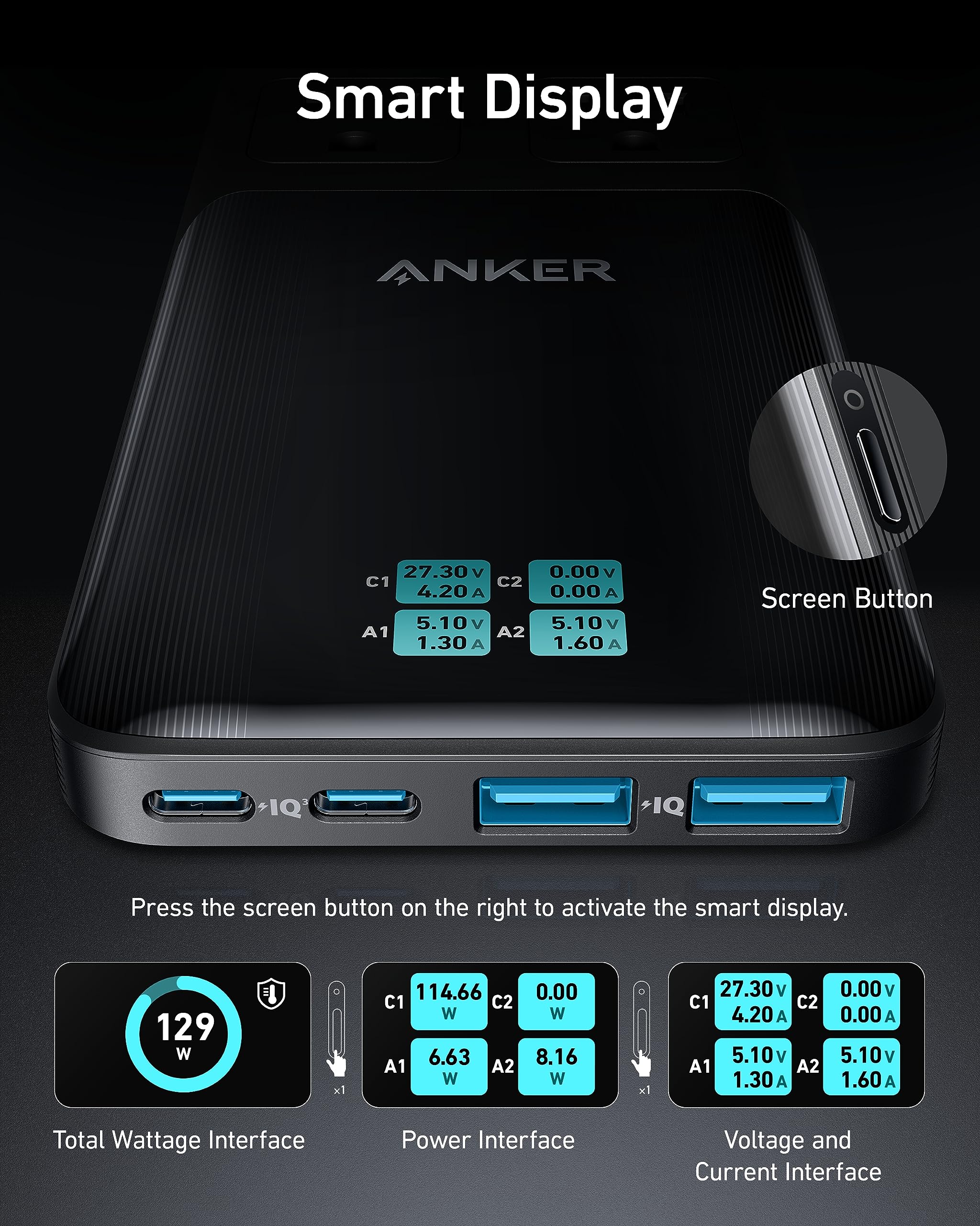 Anker Prime 6-in-1 USB C Charging Station, 140W Compact Power Strip for Work and Travel, 5 ft Detachable Extension Cord with 6 Ports, for iPhone 15/15 Plus/15 Pro/15 Pro Max(Non-Battery, Non-Wireless)