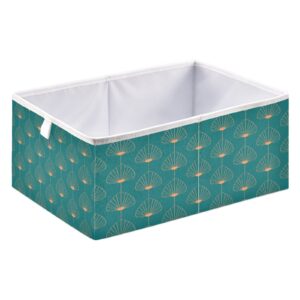 Kigai Green Peacock Storage Baskets, 16x11x7 in Collapsible Fabric Storage Bins Organizer Rectangular Storage Box for Shelves, Closets, Laundry, Nursery, Home Decor