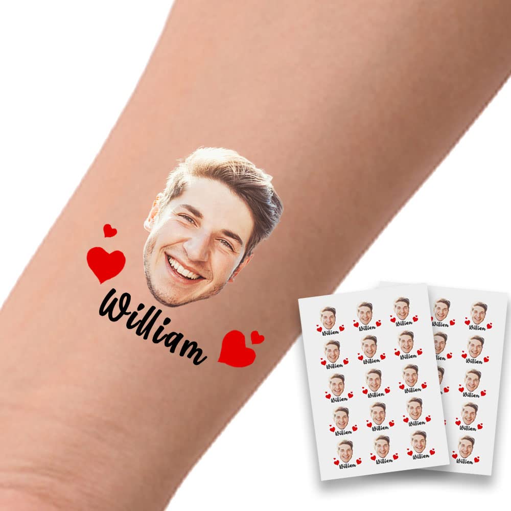 Custom Tattoos Personalized Temporary Tattoos with Photo Face Name Heart for Birthday Party Wedding Bride Groom Gift