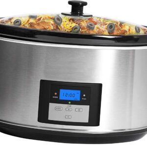 8.5-Quart Digital Programmable Slow Cooker - Adjustable Temp, Entrees, Stews & Dips