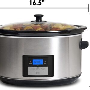 8.5-Quart Digital Programmable Slow Cooker - Adjustable Temp, Entrees, Stews & Dips