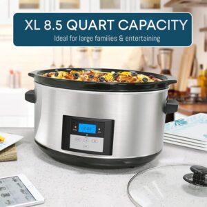 8.5-Quart Digital Programmable Slow Cooker - Adjustable Temp, Entrees, Stews & Dips