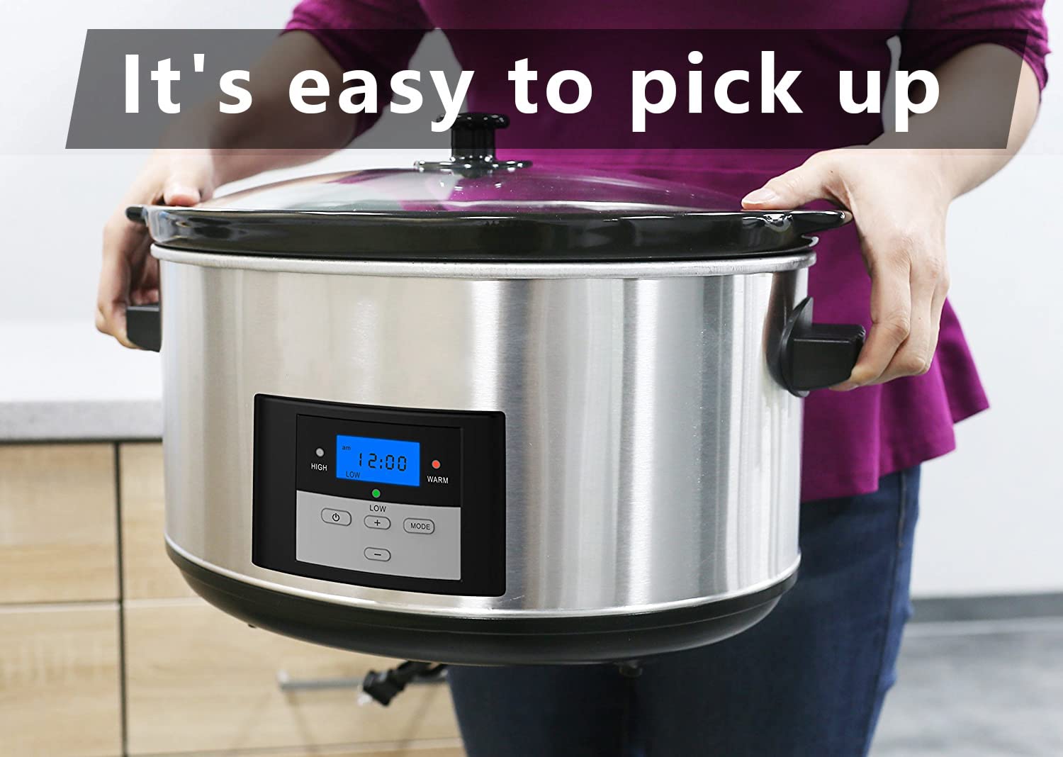 8.5-Quart Digital Programmable Slow Cooker - Adjustable Temp, Entrees, Stews & Dips