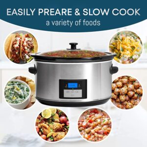 8.5-Quart Digital Programmable Slow Cooker - Adjustable Temp, Entrees, Stews & Dips