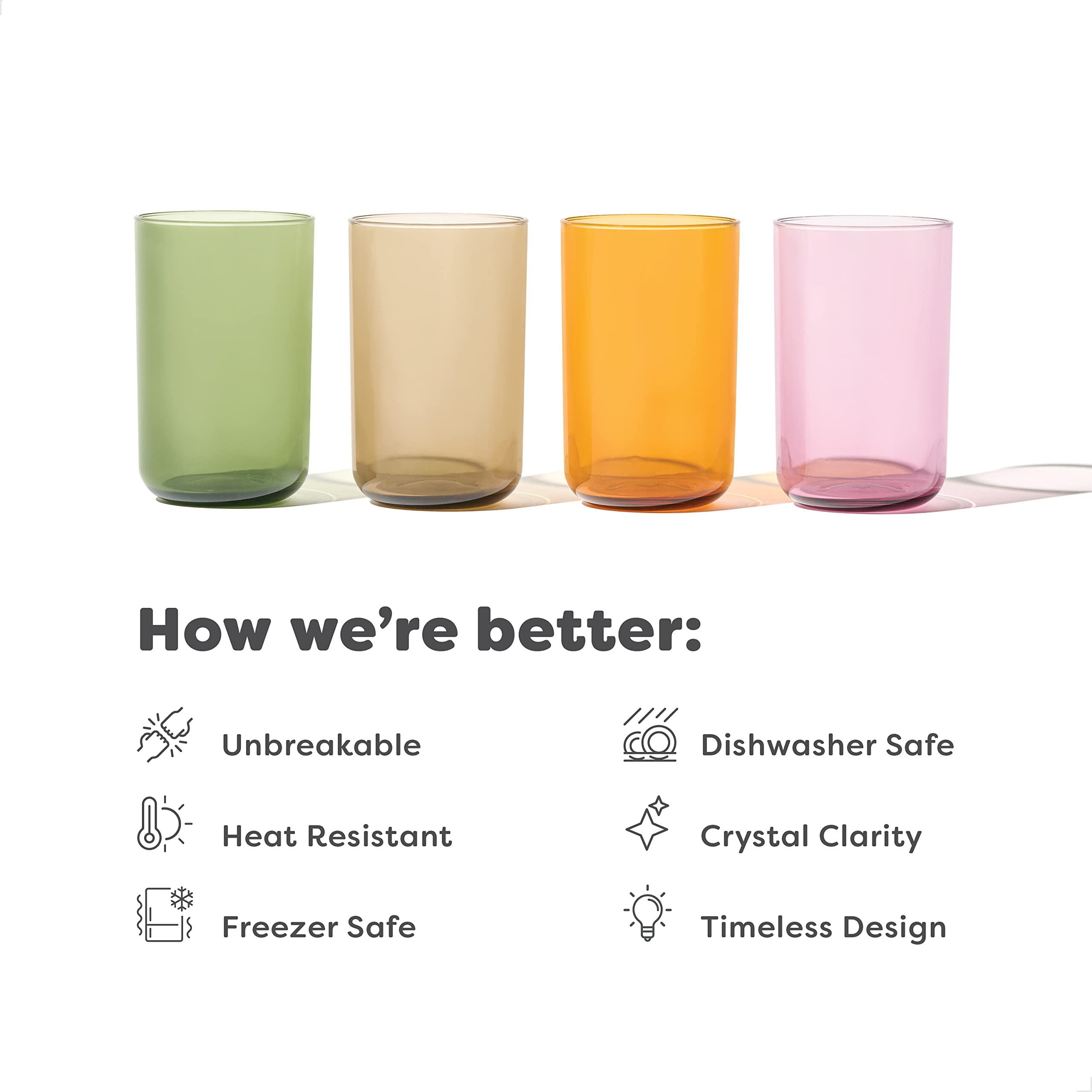 TOSSWARE RESERVE 10oz Tumbler - Color Series SET OF 4, Premium Quality, Tritan Dishwasher Safe & Heat Resistant Unbreakable Party Cups