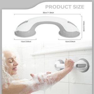 Grab Bars for Bathtubs and Showers (2 Pack) 12-inch, Shower Handles for Elderly Suction, Shower Grab Bars for Seniors, Non-Slip Suction Grab Bars for Shower, Grab Bars for Elderly for Wall