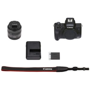 Canon EOS M50 Mark II Mirrorless Digital Camera with 15-45mm Lens + 64GB Card, Tripod, Case,(20pc Bundle)