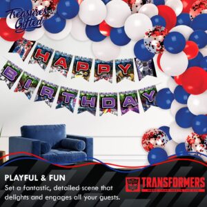 Treasures Gifted Officially Licensed Transformers Birthday Banner Set of 3 - (1) Transformers Banner & (2) Pennant Banners - Transformers Party Decorations - Transformers Party Supplies