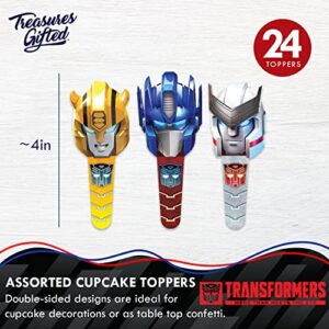 Treasures Gifted Officially Licensed Transformers Cupcake Toppers & Wrappers 24ct - Transformers Cake Decorations - Transformers Birthday Party Supplies - Transformers Birthday Decorations