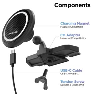 Galvanox Wireless Charging Car CD Slot Phone Holder - Magnetic Mount Charger with Secure CD-Player Attachment - Compatible with MagSafe