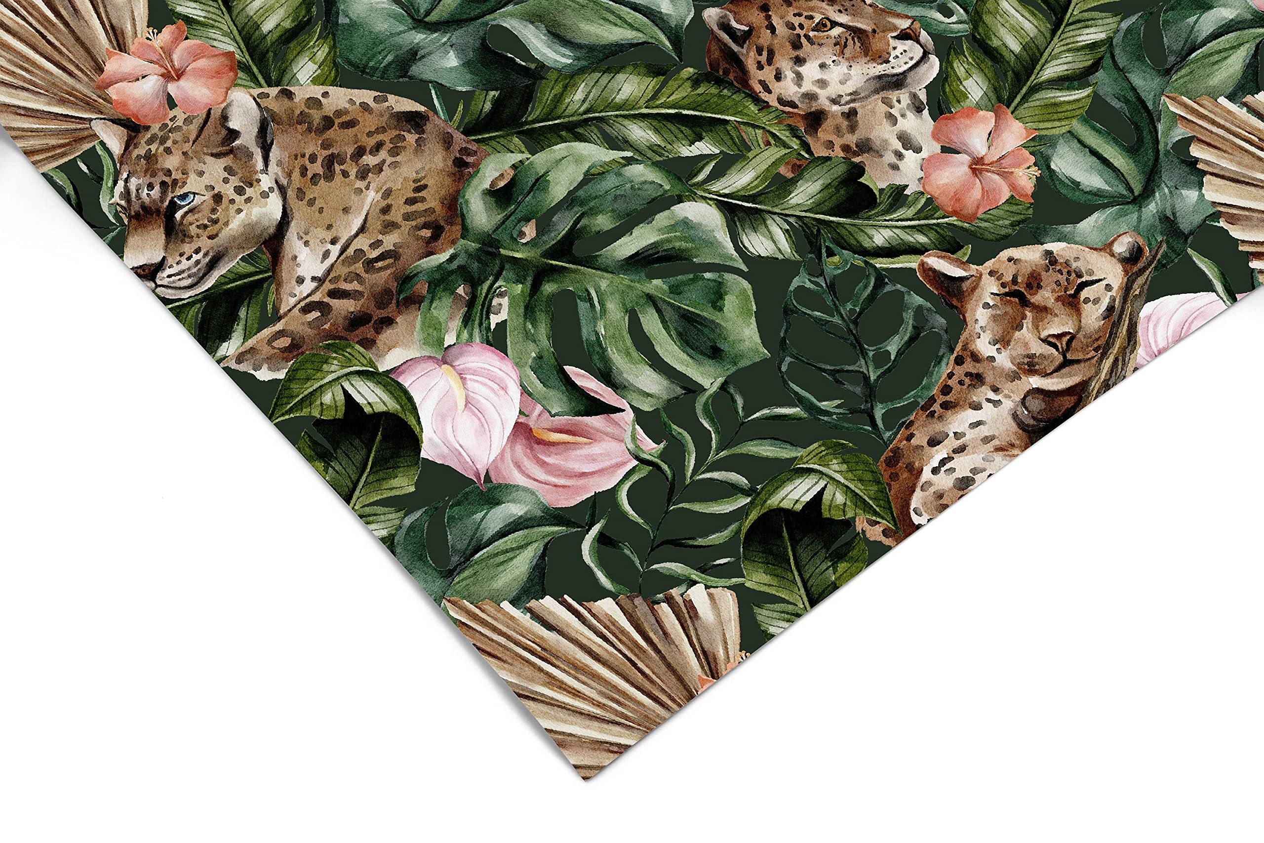 Leopard Tropic Floral Contact Paper | Shelf Liner | Drawer Liner | Peel and Stick Paper 642