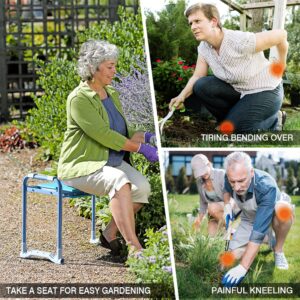 Jardineer Garden Kneeler and Seat Heavy Duty - Upgraded Stand Feet, 10 Inch Kneeler and Stool for Gardening, Multifunctional Gardening Bench Kneeler and Seat, Garden Kneeling Bench with Handles