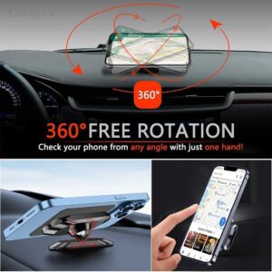 【2-Pack】 Magnetic Phone Holder for car, [ Super Strong Magnet][ with 4 Metal Plate ] iPhone Magnetic CarMount for Cell Phone, [ 360° Rotation ] Universal Dashboard Adhesive Car Magnetic Phone Mount