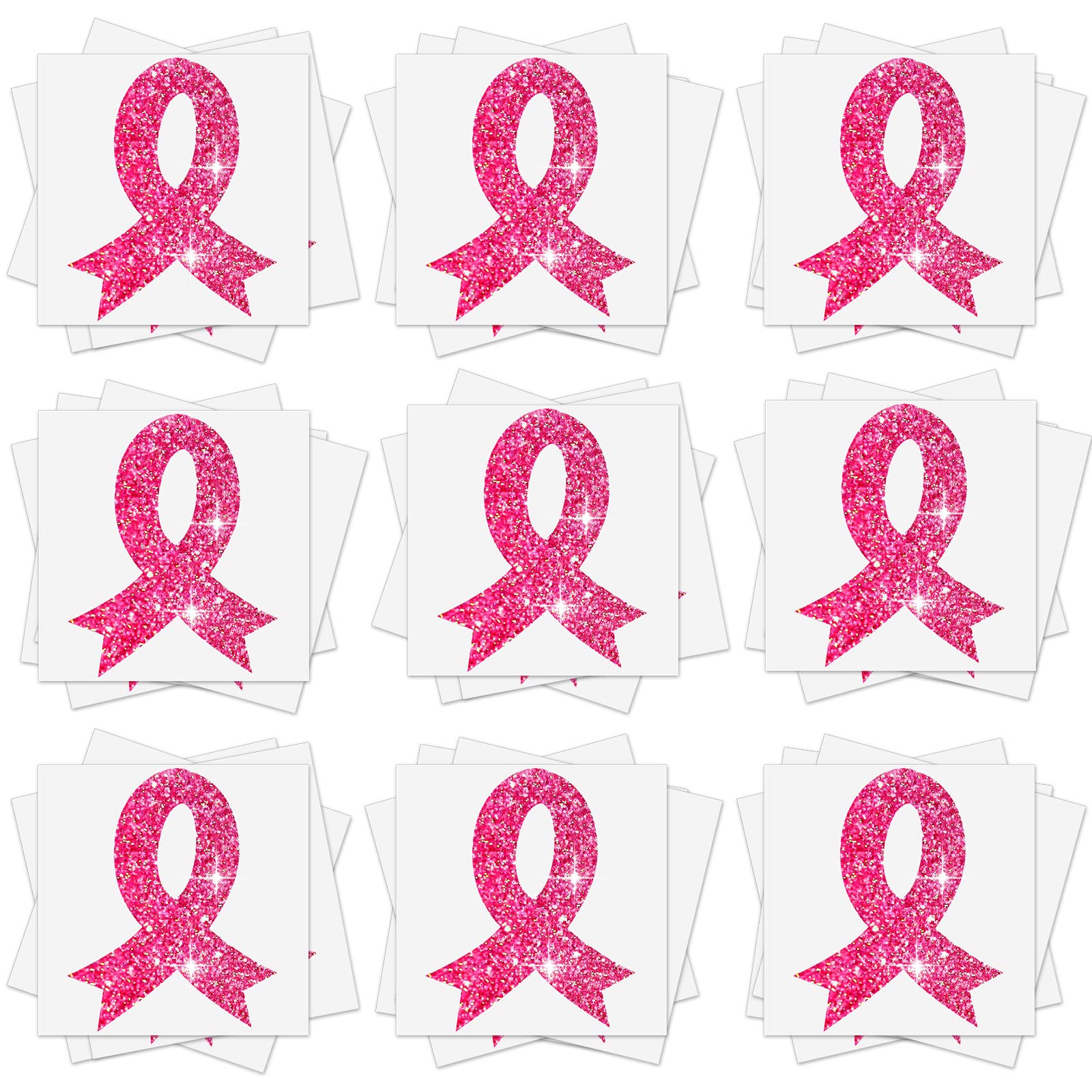 Jutom Breast Cancer Awareness Temporary Tattoos, 20 Sheets, Dark Pink, Waterproof, Sufficient Quantities