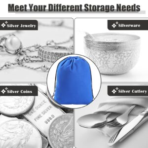 8 Pcs Silver Storage Bags Anti Tarnish Storage Bags 18" x 18" 9" x 11.8" Silver Protector Bags for Jewelry Silverware Protection Resistant Tarnish Storage Bags for Silverware Flatware (Blue)