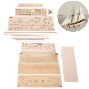 KENANLAN Wooden Ship Model Building Kit, Wooden Sailboat Model Kit Home DIY Model Decoration Boat for Collection, Teaching Exhibition - Easy to Assemble(B)